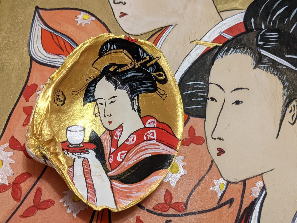 Japanese Vintage Painting in a Clam Shell - Art 4 MA